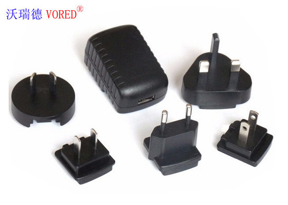 Black Interchangeable Power Supply PC ABS Material 5 Volt Output Voltage