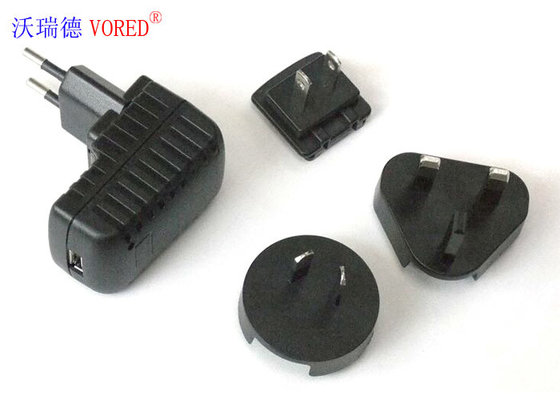 Black Interchangeable Power Supply PC ABS Material 5 Volt Output Voltage