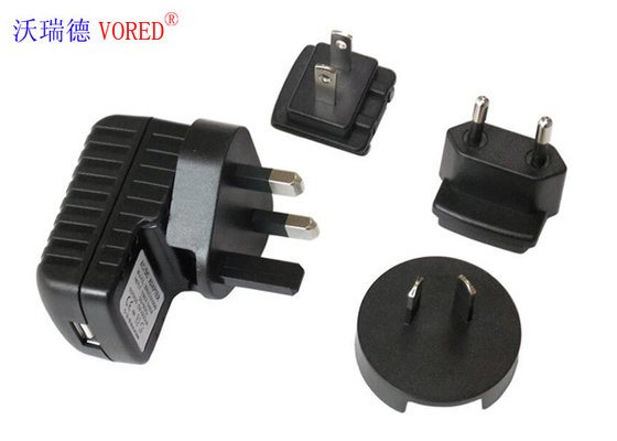 Black Interchangeable Power Supply PC ABS Material 5 Volt Output Voltage