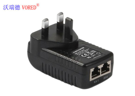 ROHS Approval Black Power Over Internet Adapter , 2 Port POE Ethernet Adapter