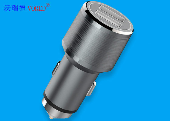 Auto Metal Car Charger , 2.4A Current Range Tiny Dual Fast Charge Car Charger