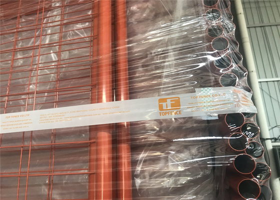 Orange Color RAL 2009 POWDER coated Temporary Security Fencing Panels 2.1mx2.4m OD 32mm wall thick 1.40mm supplier
