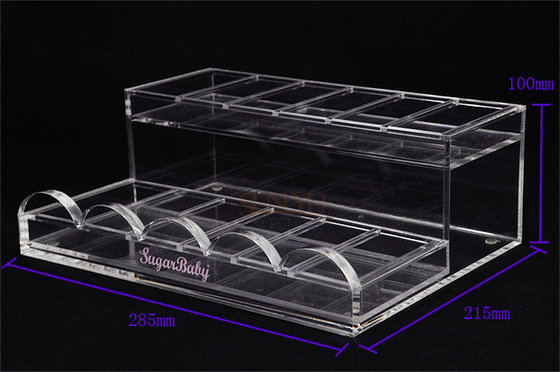 Acrylic Retail Display Stands Nail Polish Shelf Clear 285×215×100 Mm For Makeup Shop