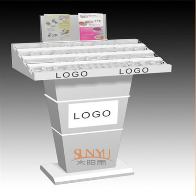 Custom Retail Flooring Display Stands Acrylic Storage Trays For Makeup Printing Color Logo