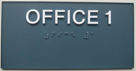 3"X 6" ADA Room Signage 1/8" Acrylic Panel , SW 6229 Office Room Number Signs White Raised Text