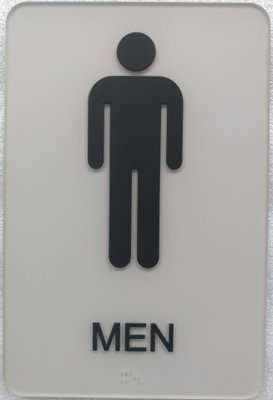 Gray 6"X9" ADA Restroom Signs 1/8" Non Glare Acrylic Clear Grade II Straight Edge