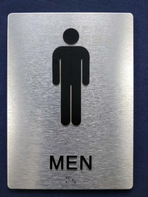 1/32" Tactile Text ADA Braille Restroom Signs With 1/8" Brushed Aluminum Composite Panel