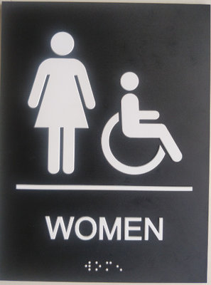 Friendly budget ADA Restroom Signs 1/32" Tactile Graphic Straight Edge For Women