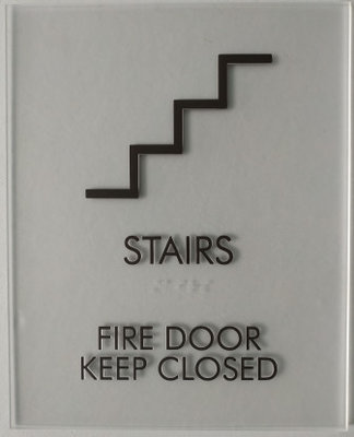 Fire Door Custom ADA Signs 1/32" Raised Graphic Straight Edge Clear Grade II Braille