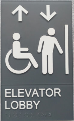 Clear Grade II  ADA Elevator Signs With 1/32" Raised Text And Graphic