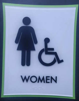 Dusted Crystal PSV ADA Restroom Signs  6.81"X8.58"  PMS 2283C Color