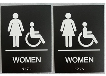 Friendly budget ADA Restroom Signs 1/32" Tactile Graphic Straight Edge For Women