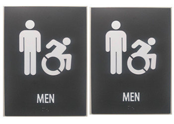 Iron Gray ADA Mens Restroom Sign Straight Edge 1/8" Non Glare Acrylic
