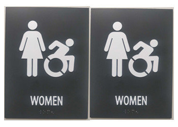 Grade II Braille ADA Restroom Signs 1/32" Tactile Text And Graphic
