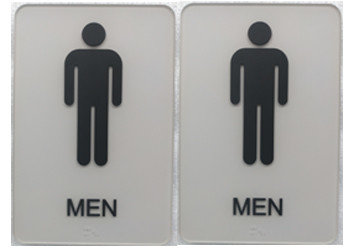 Gray 6"X9" ADA Restroom Signs 1/8" Non Glare Acrylic Clear Grade II Straight Edge
