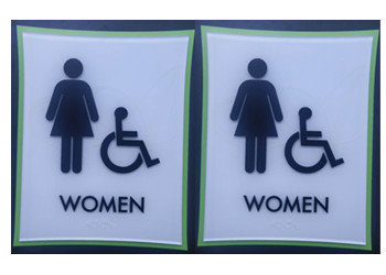 Dusted Crystal PSV ADA Restroom Signs  6.81"X8.58"  PMS 2283C Color
