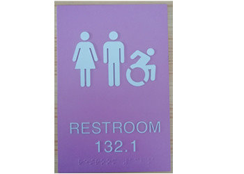 Custom Thermoformed Unisex ADA Restroom Signs 1/8" Acrylic Panel Vandal Resistant