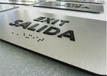 1/8" Brushed Aluminum Composite ADA Exit Sign Weatherproof With Grade 2 Braille
