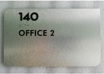 Brushed ACM ADA Door Signage Braille Room Signs 1/32" Raised Text Grade 2 Braille