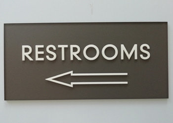 Straight Edge Ada Directional Signs Custom Size Color With Tactile Text / Arrow