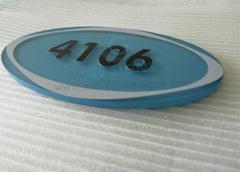 Oval ADA Room Signage Number Signs One Piece 1/4" Acrylic Panel With Braille