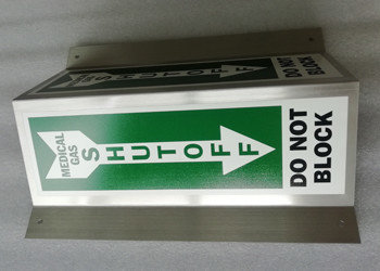 Folded Aluminum Metal Signs ANSI Medical Gas Shut Off Medical Gas Type 0.08"