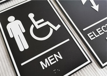 Wall Mounted ADA Restroom Signs Double Faced Adhesive Custom Room ID With White Border