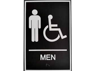 Wall Mounted ADA Restroom Signs Double Faced Adhesive Custom Room ID With White Border