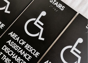 ICOF Stair ADA Elevator Signs 2 Clear Braille 1/8" Acrylic Panel Material Durable