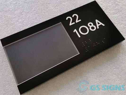Slider ADA Room Signage 1/4" Square Corner Insert Window For Chanageable Information