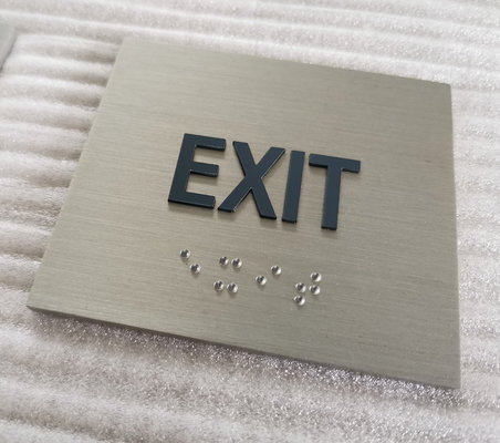 Horizontal Finish Brushed Stainless Steel ADA Braille Signs