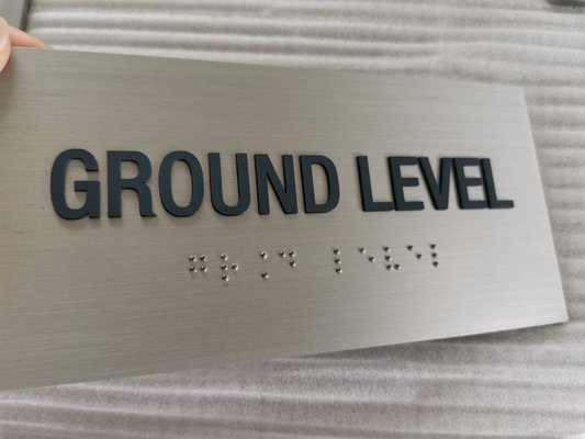 Horizontal Finish Brushed Stainless Steel ADA Braille Signs