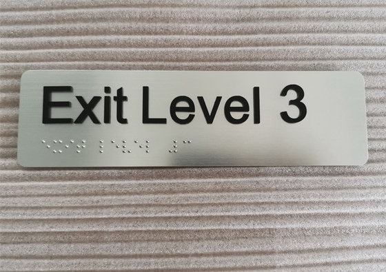 1.6mm Aluminum Brushed SNA Braille Exit Signs 3M Adhesives