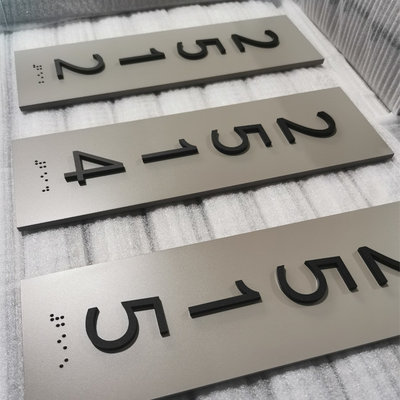 Grade 2 Braille Tactile Room ADA Number Signs Square Corner