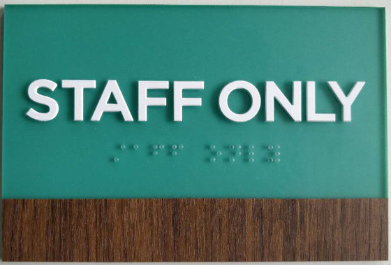 Wood Grain Vinyl ADA Room Signage Wood Vinyl Accent 1/32" White Raised Text