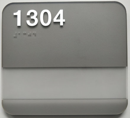 7"X7.75" Gray ADA Room Signage With Durable 1/8" Acrylic Panel 1/32" Raised Text