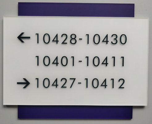 Square Corner Wayfinding Room Signs With Braille Acrylic Face Panel Straight Edge