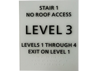 1/4" Matte Finish Acrylic ADA Stair Signs Black On White Grade II Braille Customized