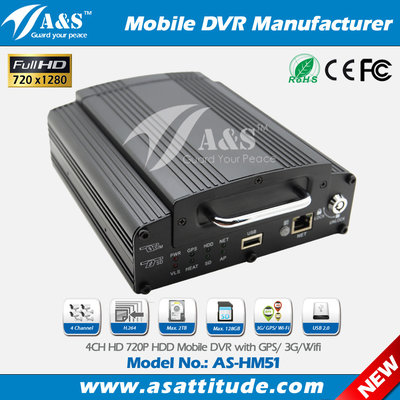 4CH AHD 720P Hard Disk 3G Mobile DVR for School Bus