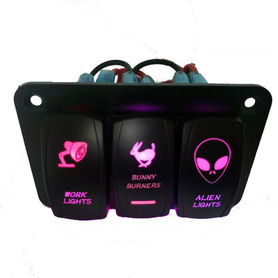 New Arrival Universal Dc 12-24v Whatproof 3 Gang No-Off Laser Rocker Switch Panel With Led Light For Car Boat Yacht