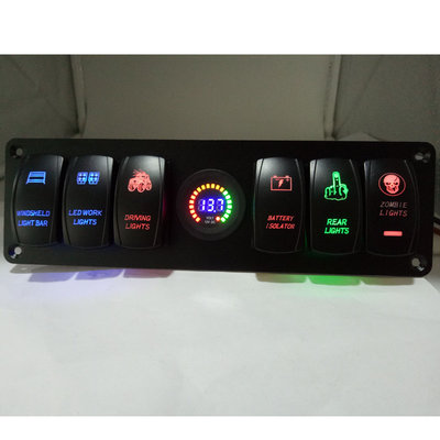 New Arrival Waterproof On Off 6 Gang 5Pin Digital Voltmeter With Led Light Rocker Switch Panel plate For Car Marine Boat