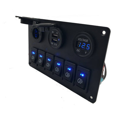 Top Sale 12-24V Waterproof Marine Bus Boat ON OFF Rocker Switch Panel with Car charger Digital voltmeter