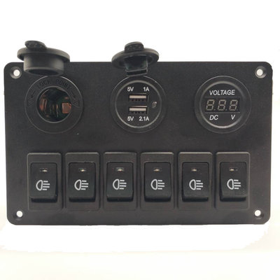 Top Sale 12-24V Waterproof Marine Bus Boat ON OFF Rocker Switch Panel with Car charger Digital voltmeter