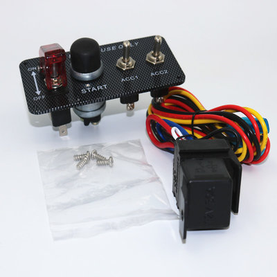 12V Ignition Switch Engine Start Push Button 3 Toggle Panel with Indicator Light DIY Racing Style Car Modification Rocke