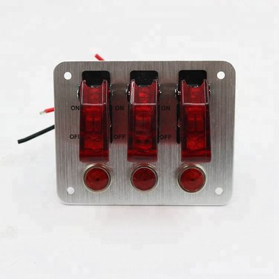 Professional Racing Car Aluminium 12V 20A 3 Gang ON-OFF Toggle switch panel with Indicator in Brush Silver