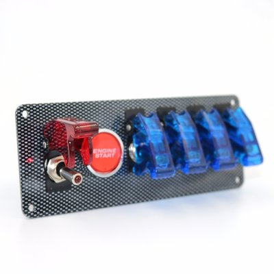 LeaningTech LTC Racing Car 12V LED Toggle Ignition Switch Panel Engine Start Push Button Carbon