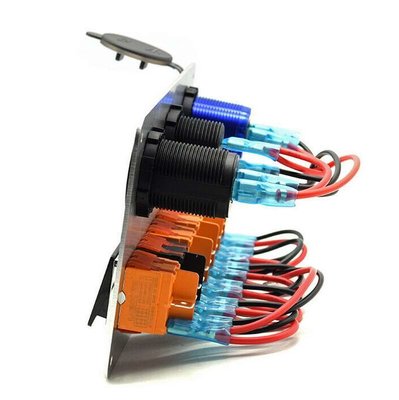 6 Gang Switch Panel 12V to 24V Rocker USB Socket Power Socket Breaker Control QC3.0 Marine