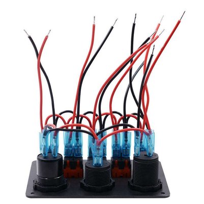 5 Gang Switch Panel 12V Rocker USB Socket Power Socket Breaker Control QC3.0 RV Car Marine