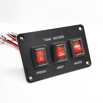 3 Gang Red LED Rocker Switch Panel with Circuit Breaker DC 12V 16A for Car RV Boat Yacht Marine