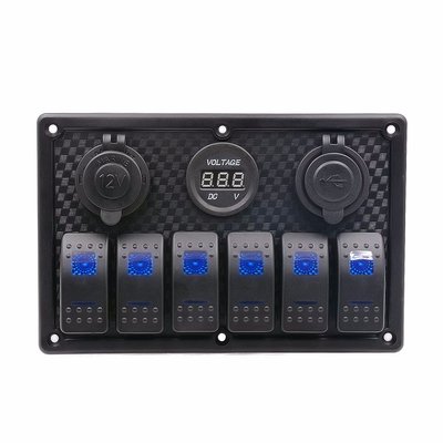 6 Gang Marine Boat Rocker Switch Panel, 12V Waterproof RV Led Switch Panel for Car Truck Marine Boat
